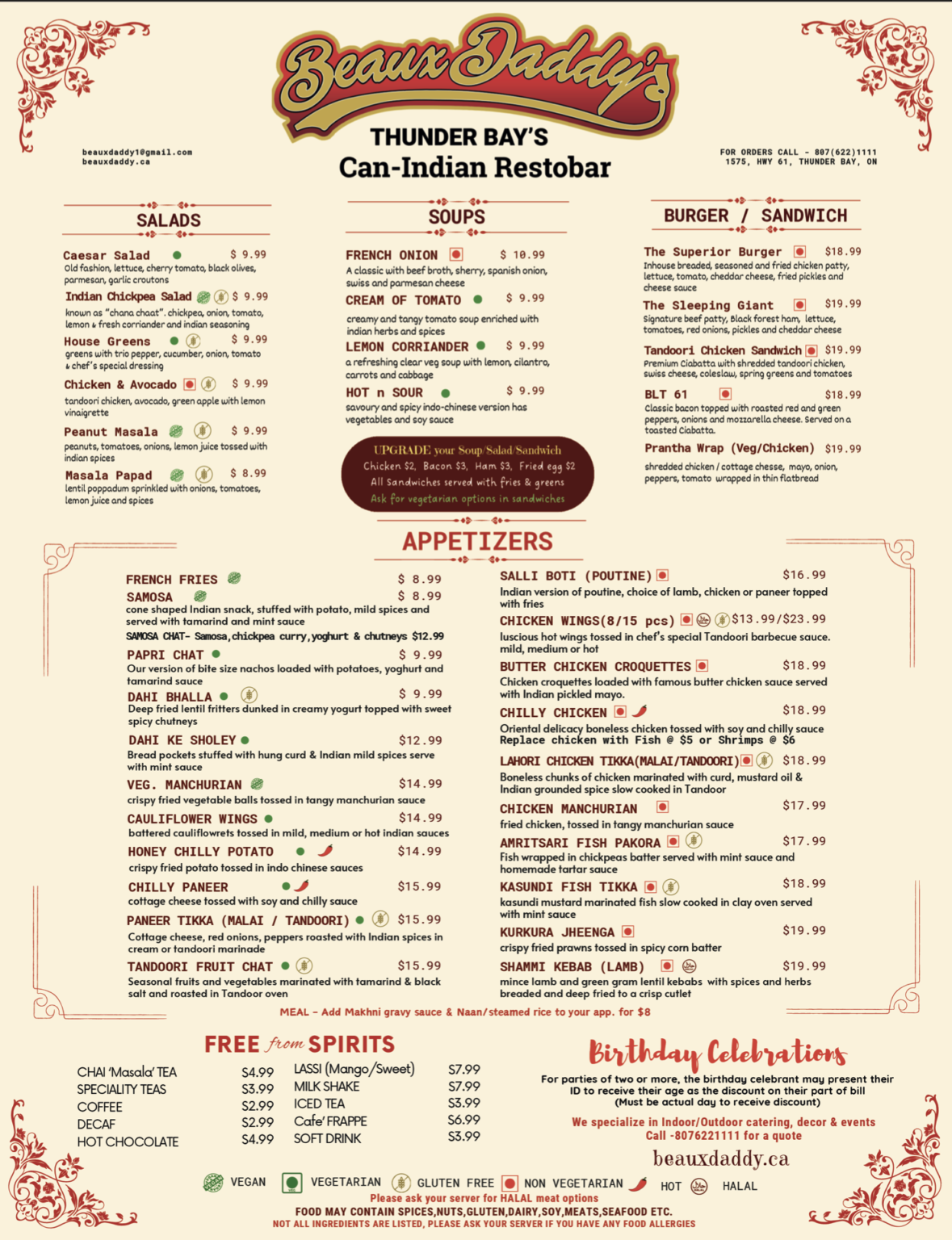 MENU - beauxdaddy.ca